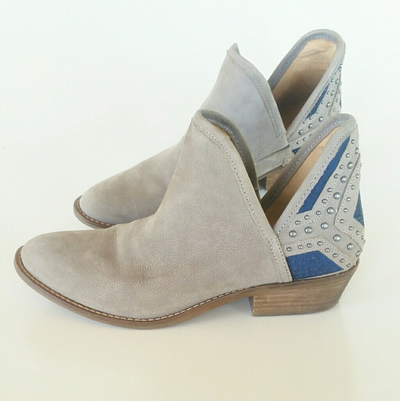 Lucky Brand | Shoes | Lucky Brand Grey Blue Suede Studded Women Booties ...